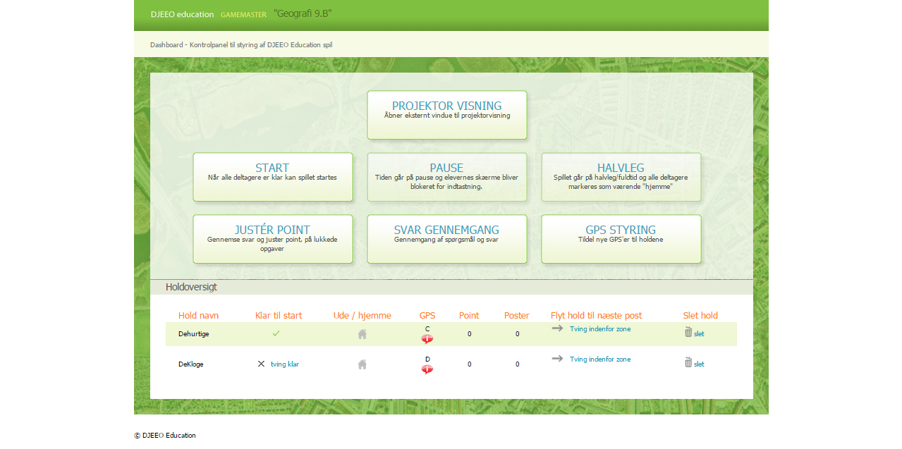 Lærer login/Dashboard – DJEEO